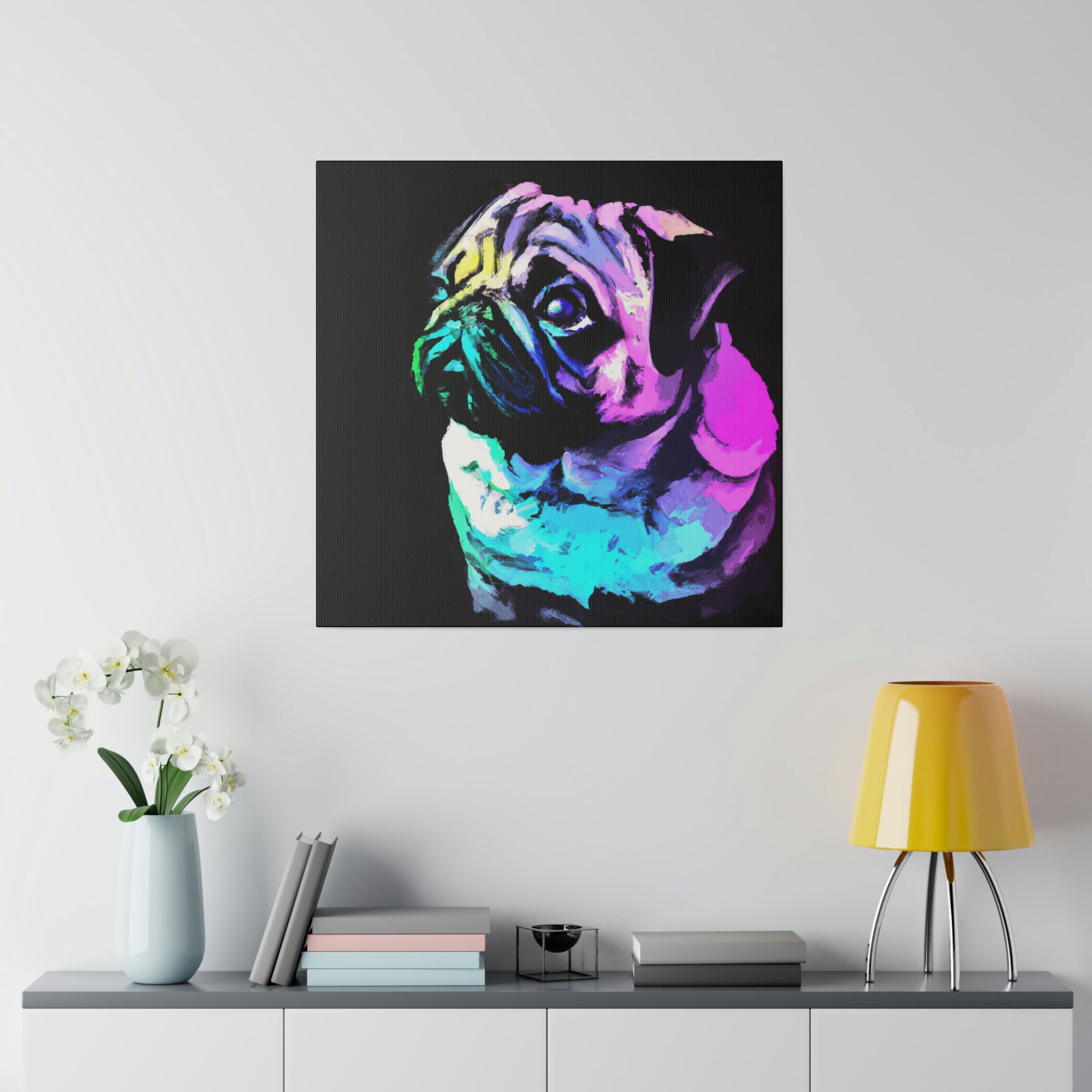 Pug Modern Art A Vibrant Canvas Print for Dog Lovers and Art ...