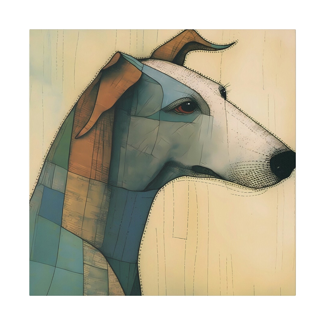 Greyhound Dog Impressionist Portrait Art - Stretched Matte Canvas Print ...
