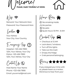 Welcome Sign Template, Airbnb, VRBO, Guest Arrival Poster, Vacation ...