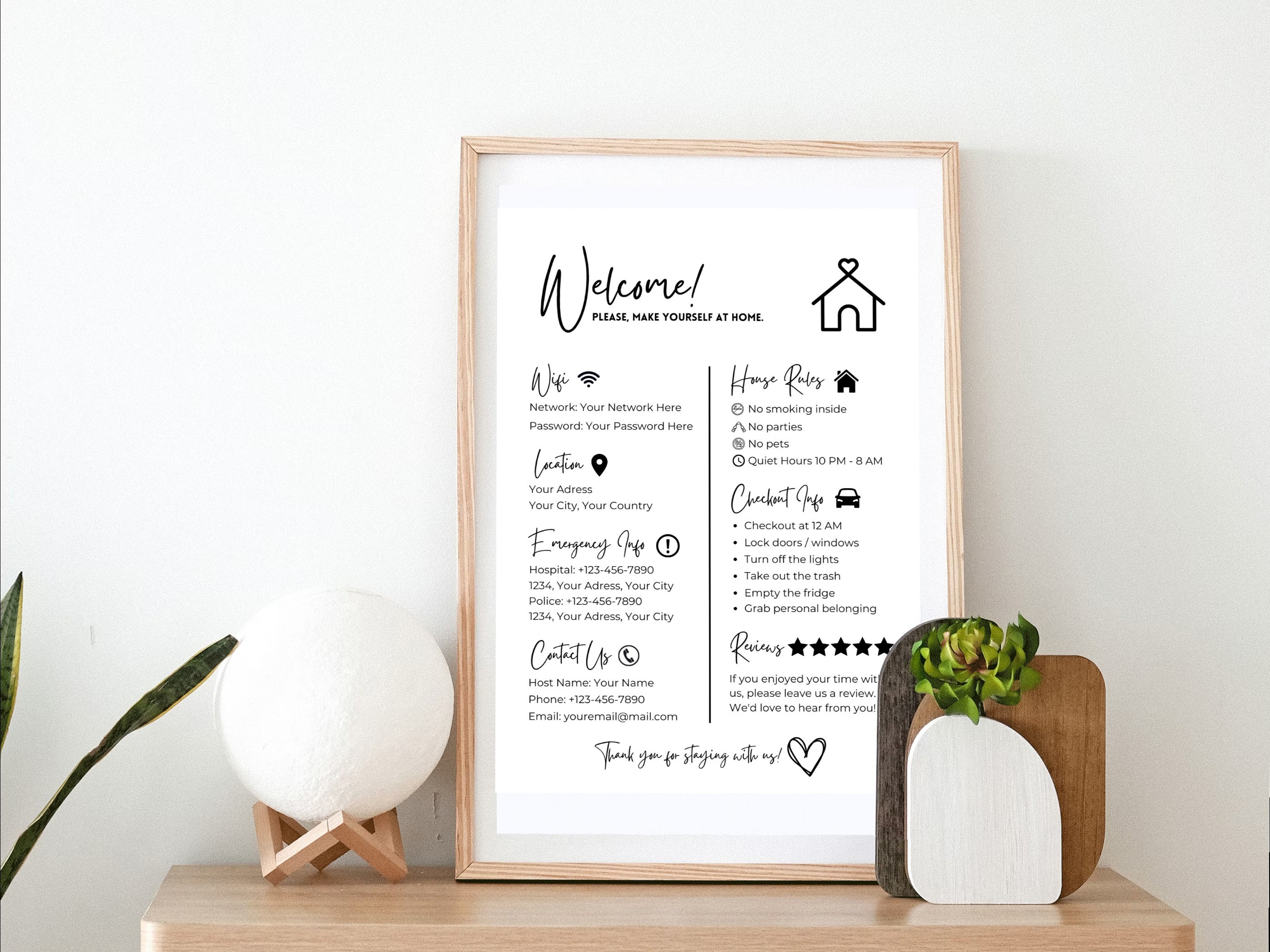 Welcome Sign Template, Airbnb, VRBO, Guest Arrival Poster, Vacation ...
