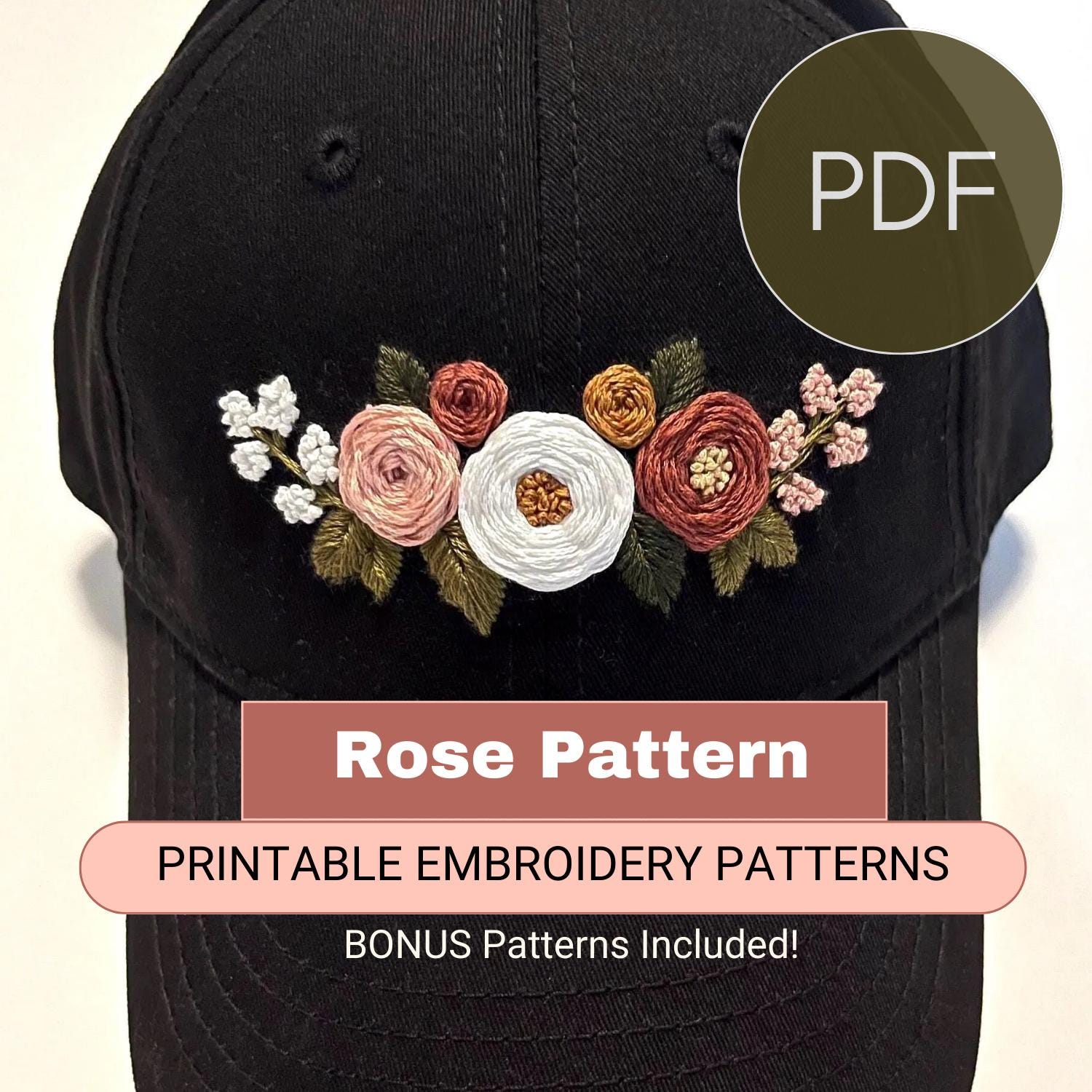 Printable Rose Stick and Stitch, PDF Embroidery Designs Digital Floral ...