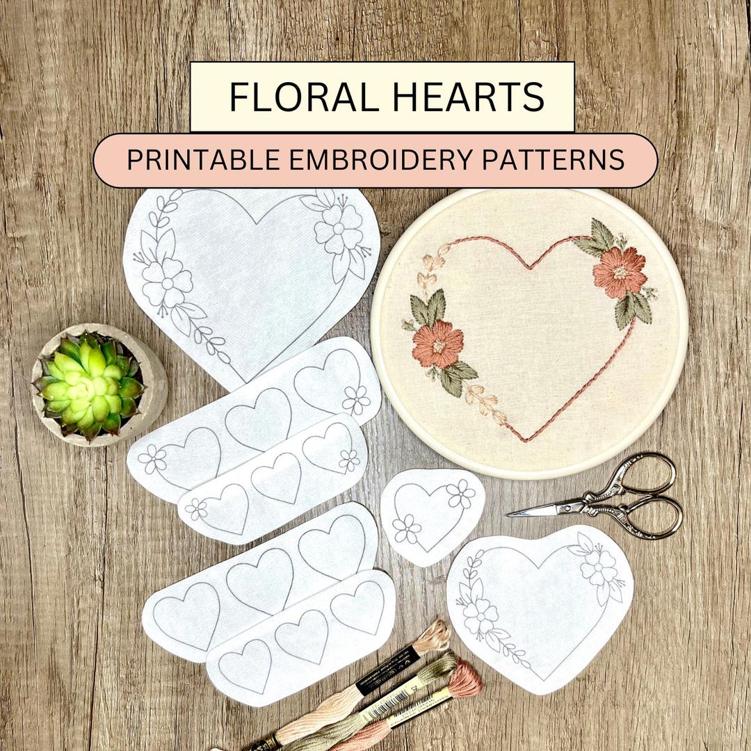Printable Heart Stick and Stitch, PDF Embroidery Designs Digital ...