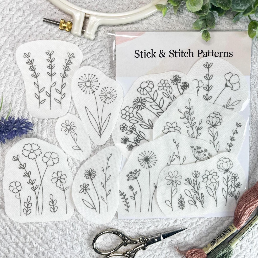 Hand Embroidery Wild Flower Patterns, Water Soluble Stabilizer Transfer ...