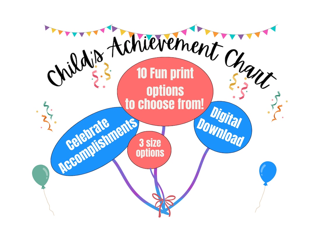 Child Achievement Chart, Ten Unique Designs, Daily Printable Chart for ...