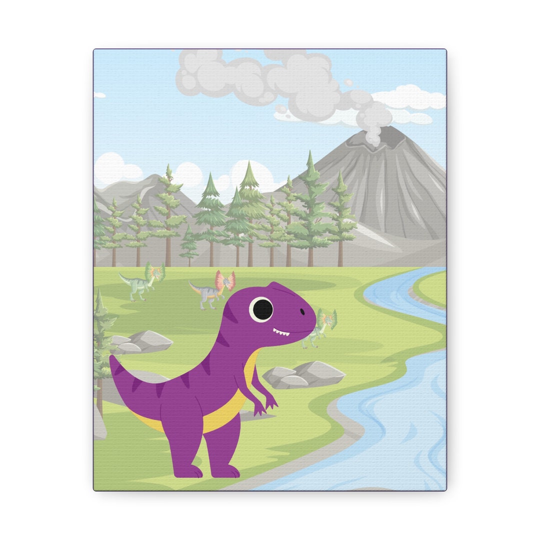 Dinosaur Purple Rex Canvas - Etsy