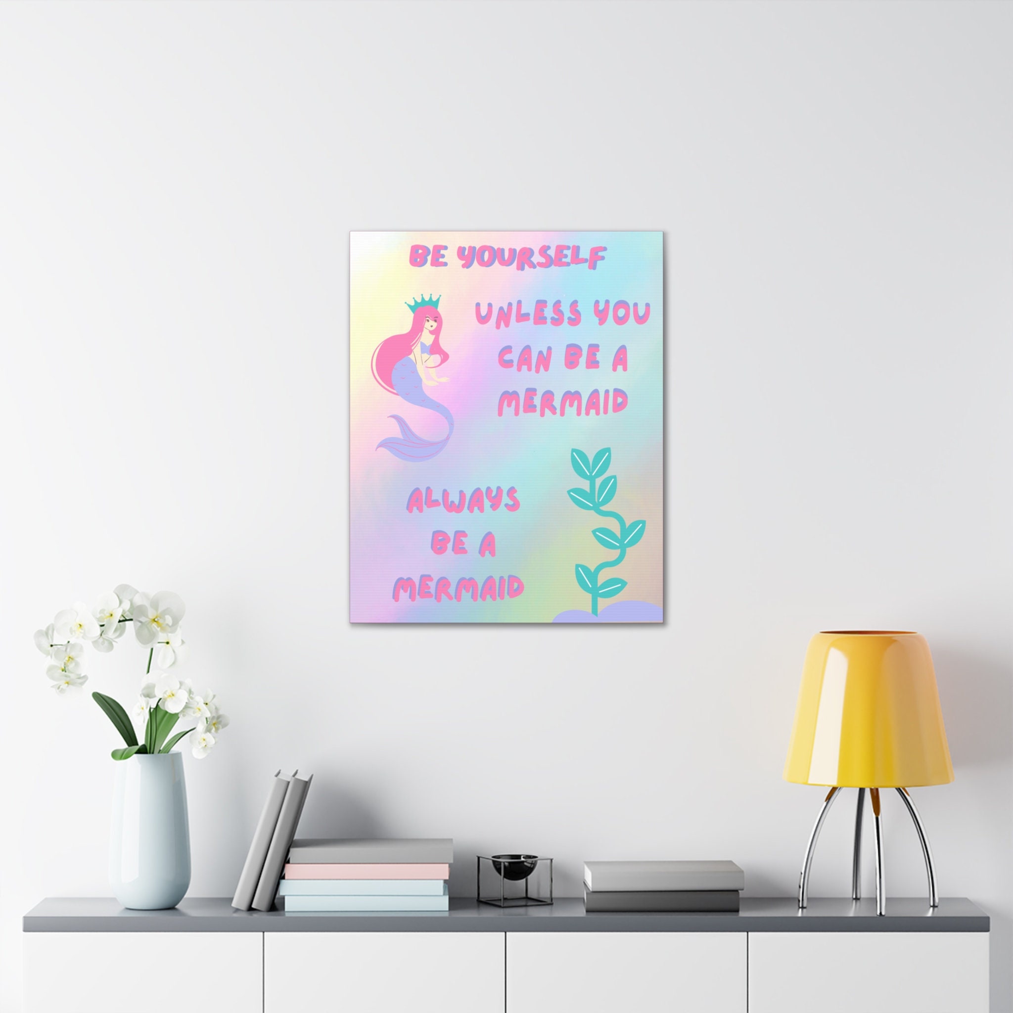 Always Be A Mermaid Quote Canvas - Etsy