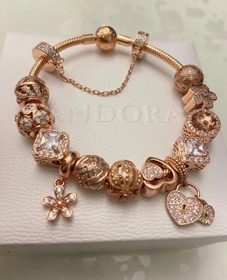 Pandora Rose Gold Bracelet. 20cm With All Charms. - Etsy