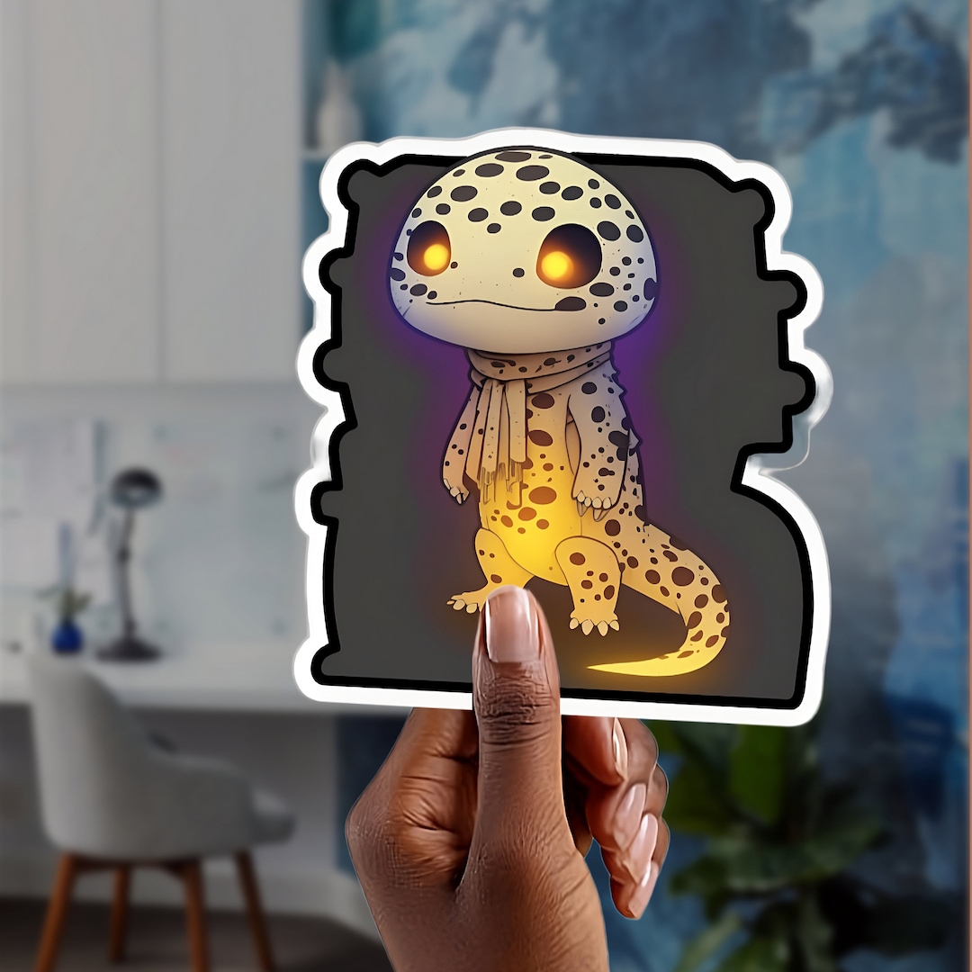 Chibi Leopard Gecko Halloween Sticker - Tank Decor - Vinyl Decal for ...