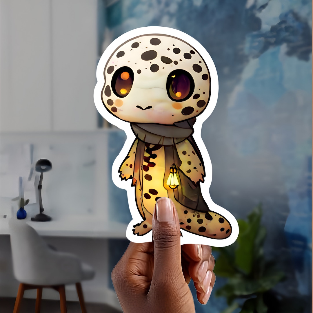 Chibi Leopard Gecko Adventurer Sticker Tank Decor Vinyl Decal for ...