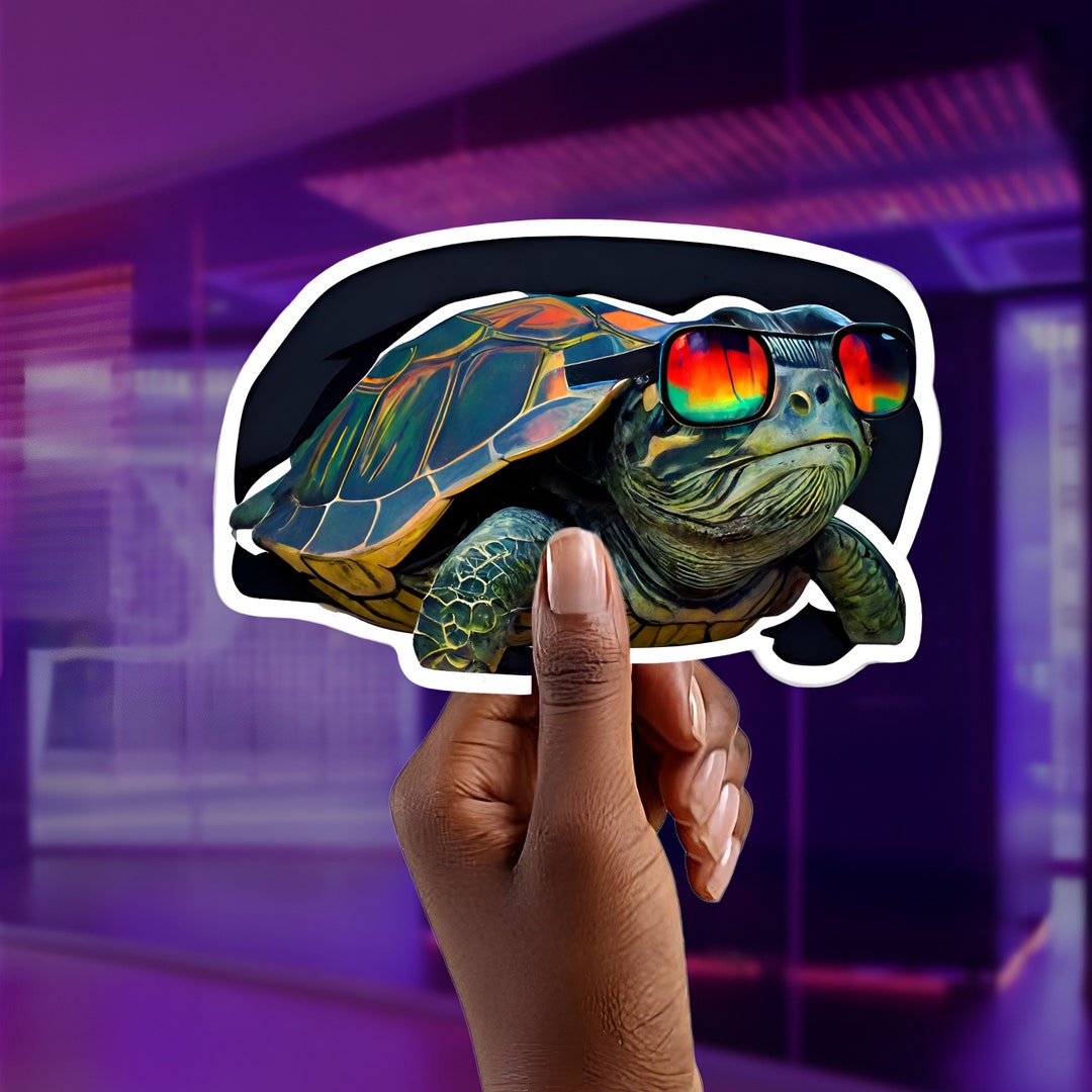 Red Eared Slider Turtle Wearing Sunglasses Sticker - Tank Decor - Vinyl ...