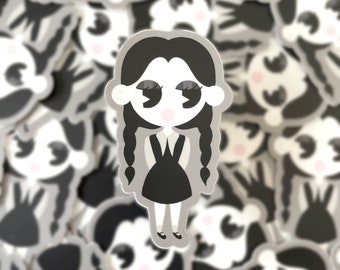 Wednesday Addams and Thing Sticker, Illustrated Kiss Cut Vinyl Sticker ...