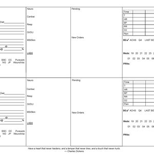 Med/surg/tele Nursing Report Sheet 2 Patients Horizontal - Etsy