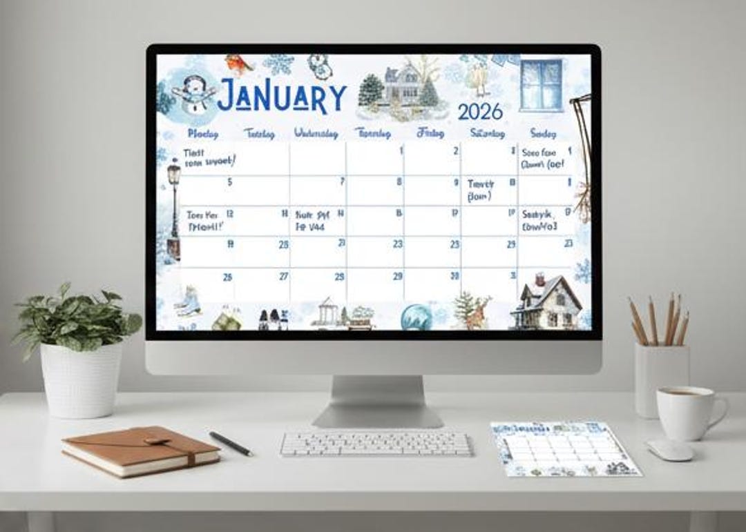 January 2026 Wall Calendar Printable | ADHD Family Organizer PDF | Cute ...