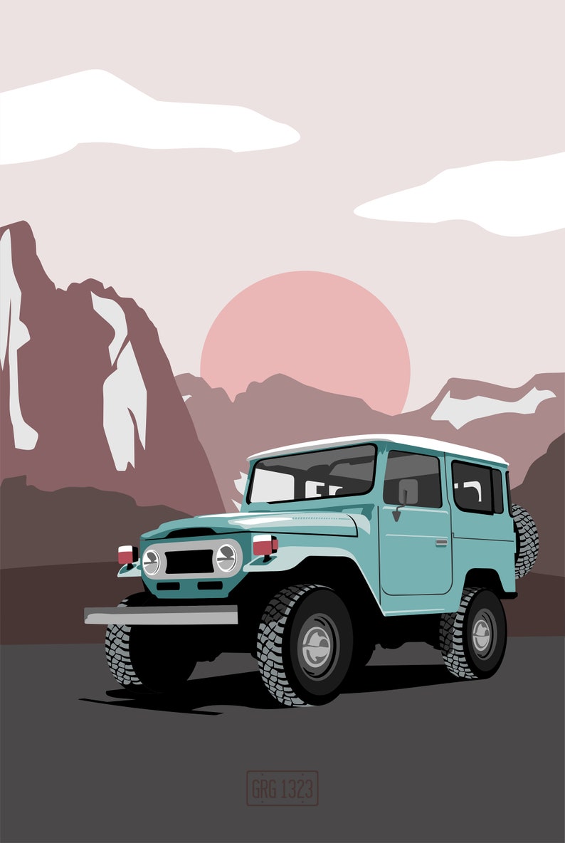 Toyota Land Cruiser FJ40 off Road 4x4, Digital Poster, Vector ...