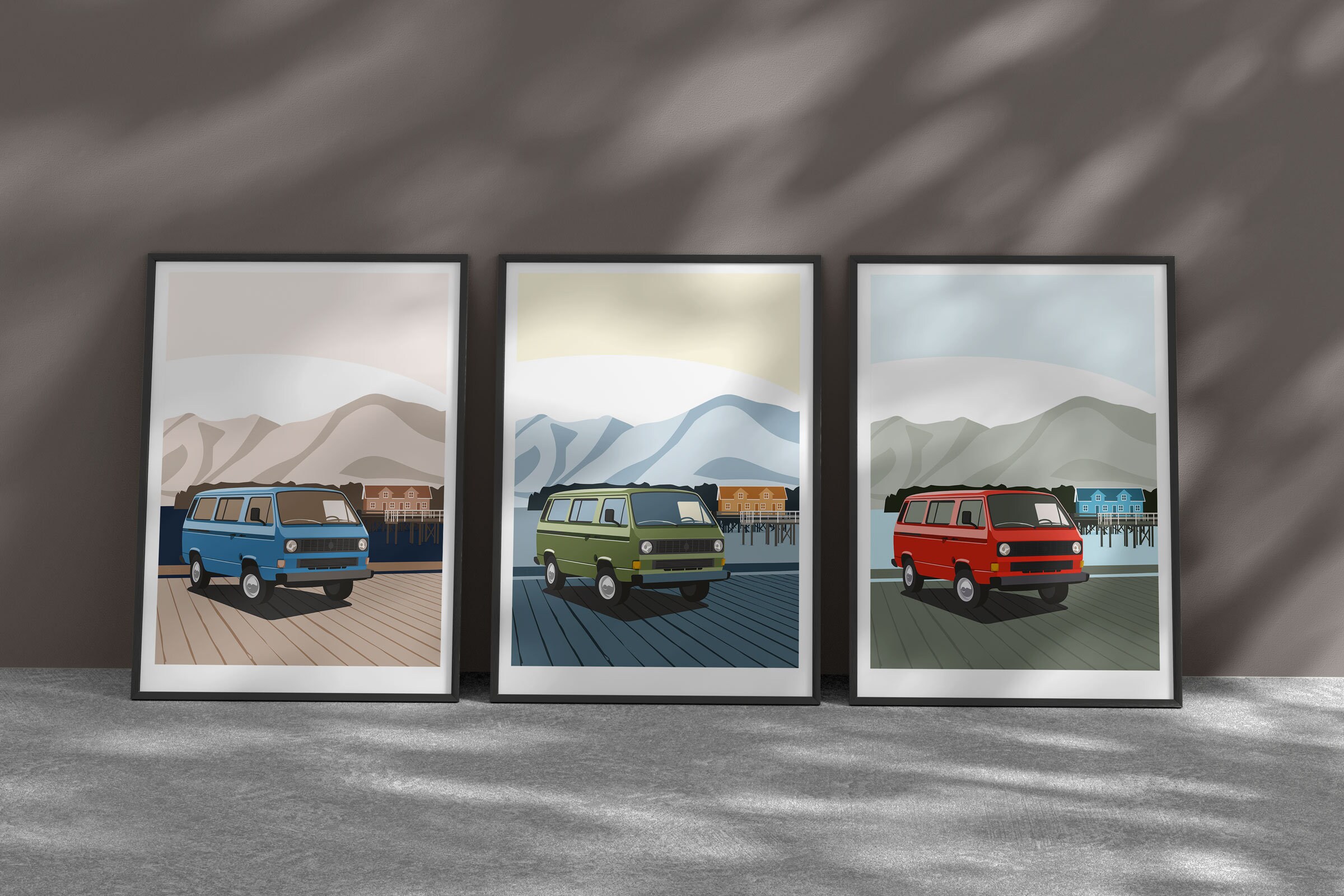 Volkswagen Transporter T3 Bus, Digital Poster, Vector Illustration ...