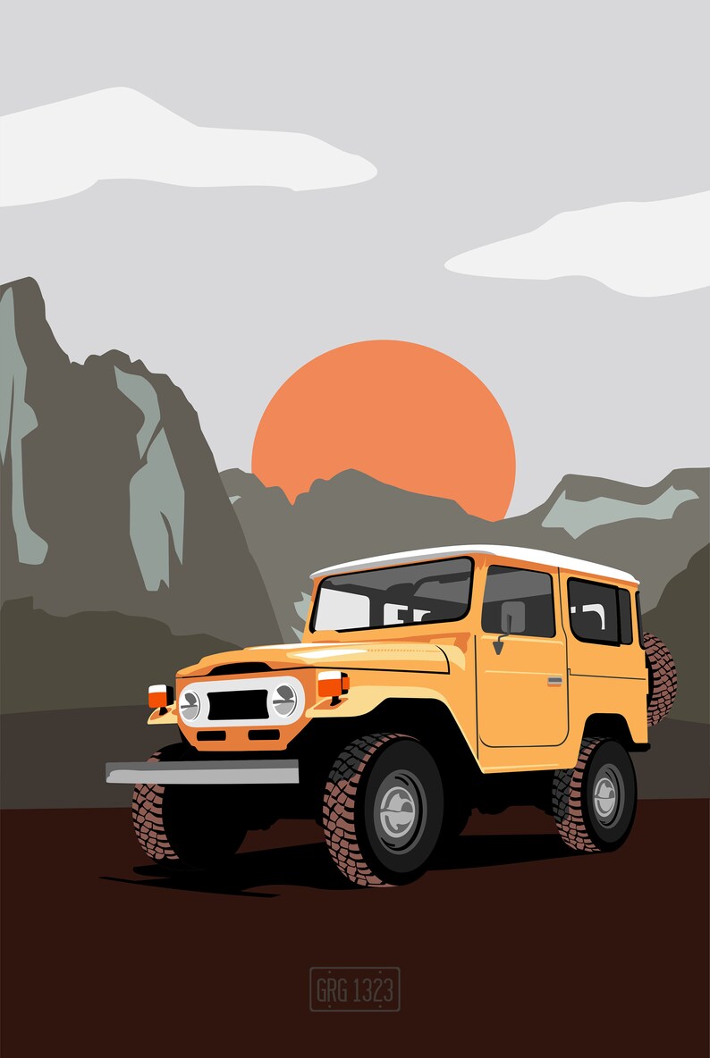 Toyota Land Cruiser FJ40 off Road 4x4 Digital Poster Vector - Etsy
