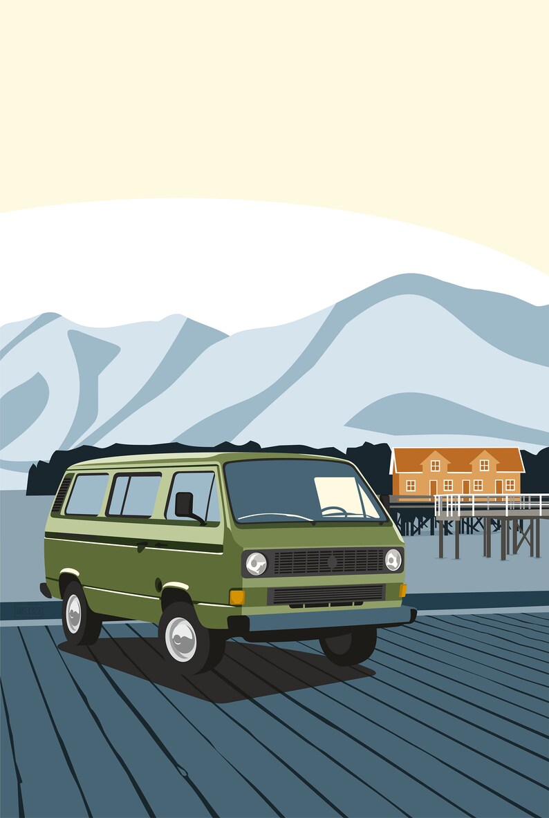 Volkswagen Transporter T3 Bus, Digital Poster, Vector Illustration ...
