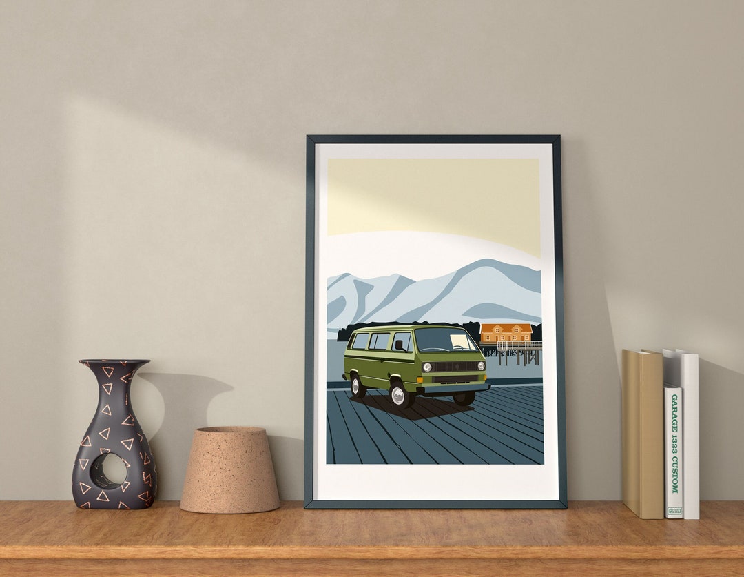 Volkswagen Transporter T3 Bus, Digital Poster, Vector Illustration ...