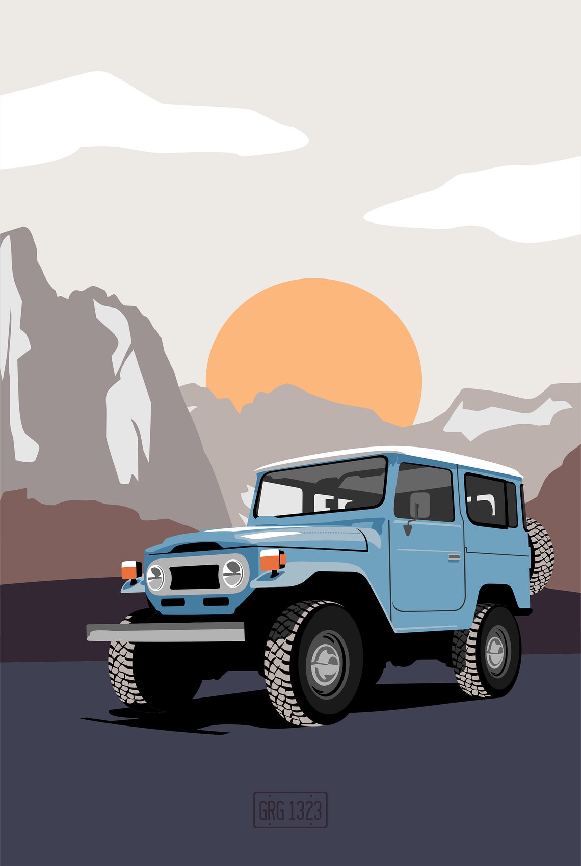 Toyota Land Cruiser FJ40 off Road 4x4, Digital Poster, Vector ...
