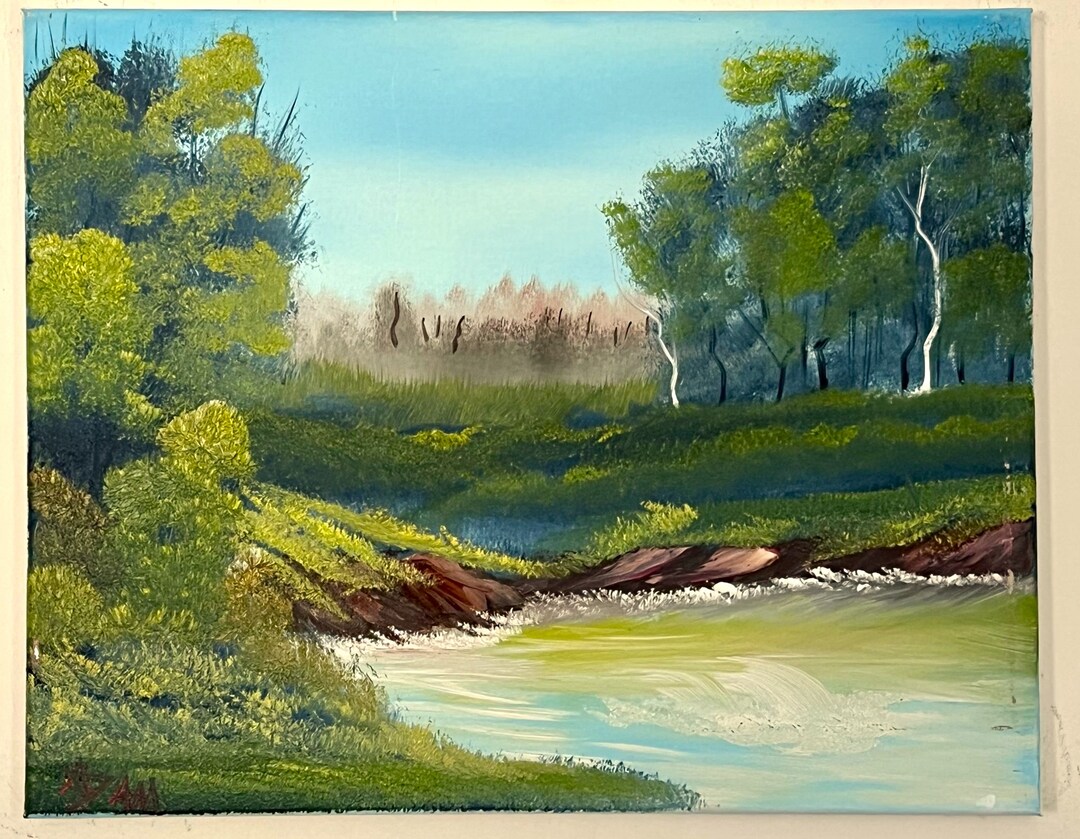 Bob Ross Style Landscape Oil Painting on Canvas – Original 16x20 ...