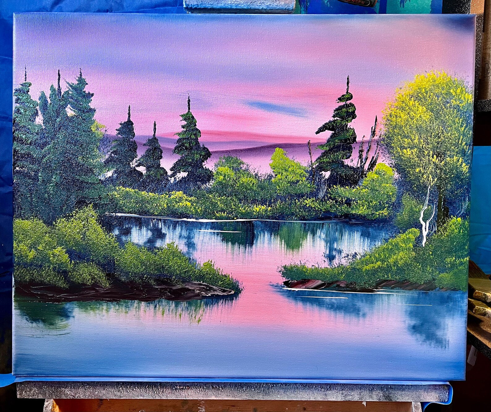 Summer Themed Bob Ross Style Oil Painting - Etsy