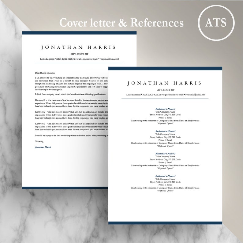 ATS Resume Template for Word, Google Docs & Apple Page ATS Friendly ...