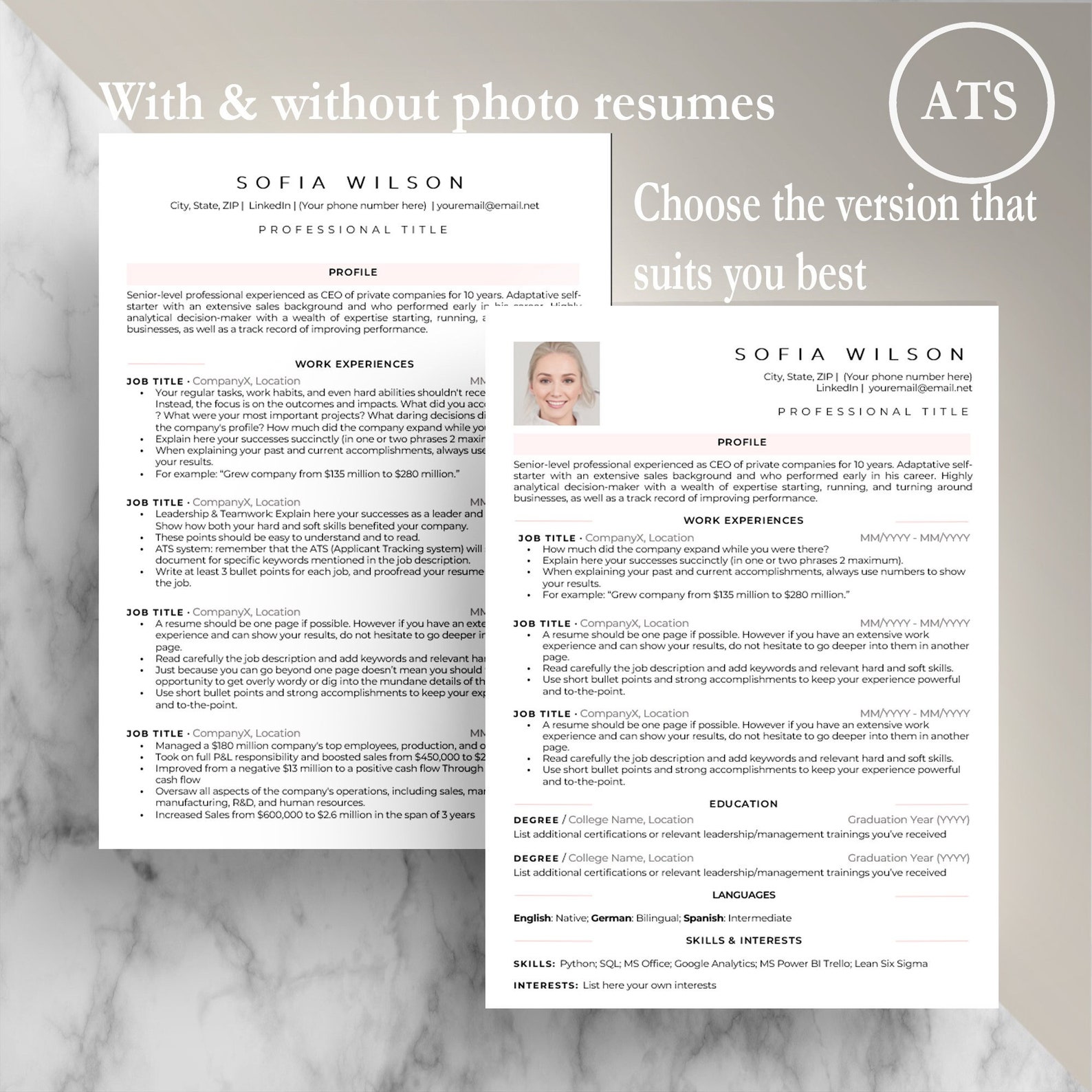 Plantilla de currículum ATS para Word Google Docs y Apple - Etsy México