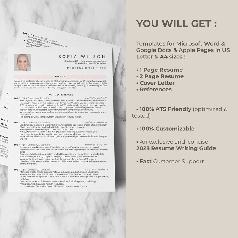 ATS Resume Template for Word, Google Docs & Apple Page ATS Friendly Resume Template ...