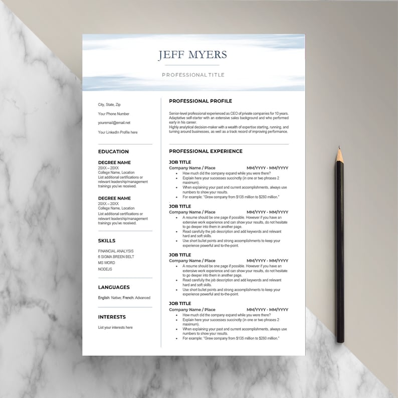 Professional Resume Template, Word CV, Google Docs Resume Template ...