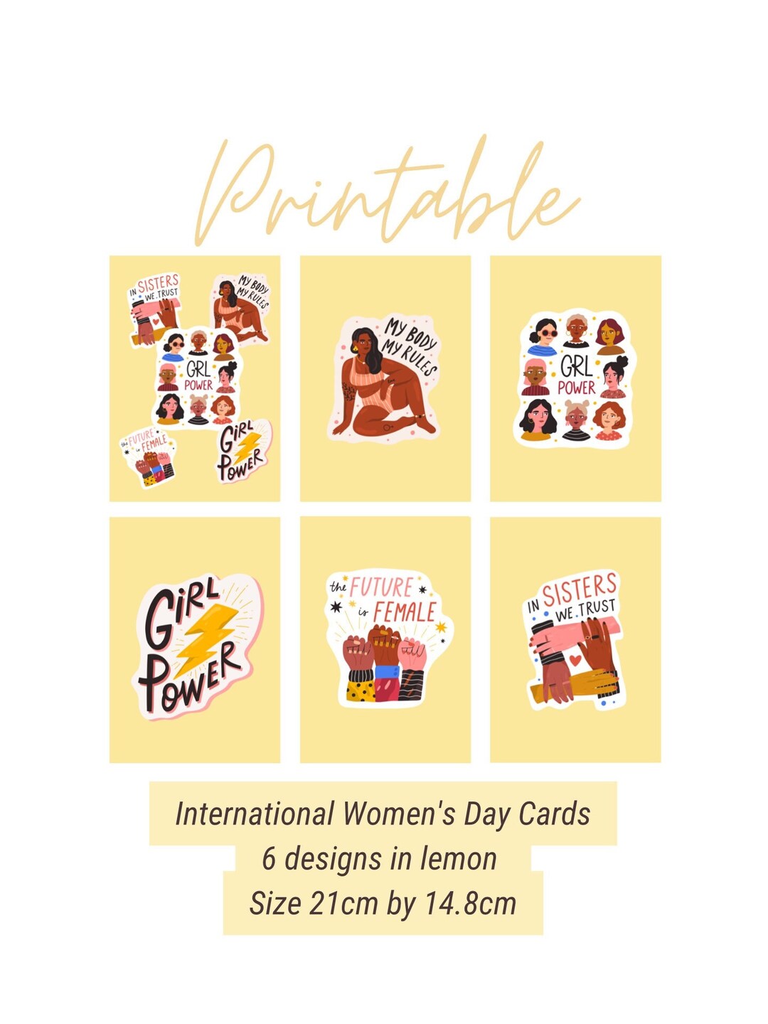 PRINTABLE International Women's Day Cards L IWD STICKER Design L 6 ...