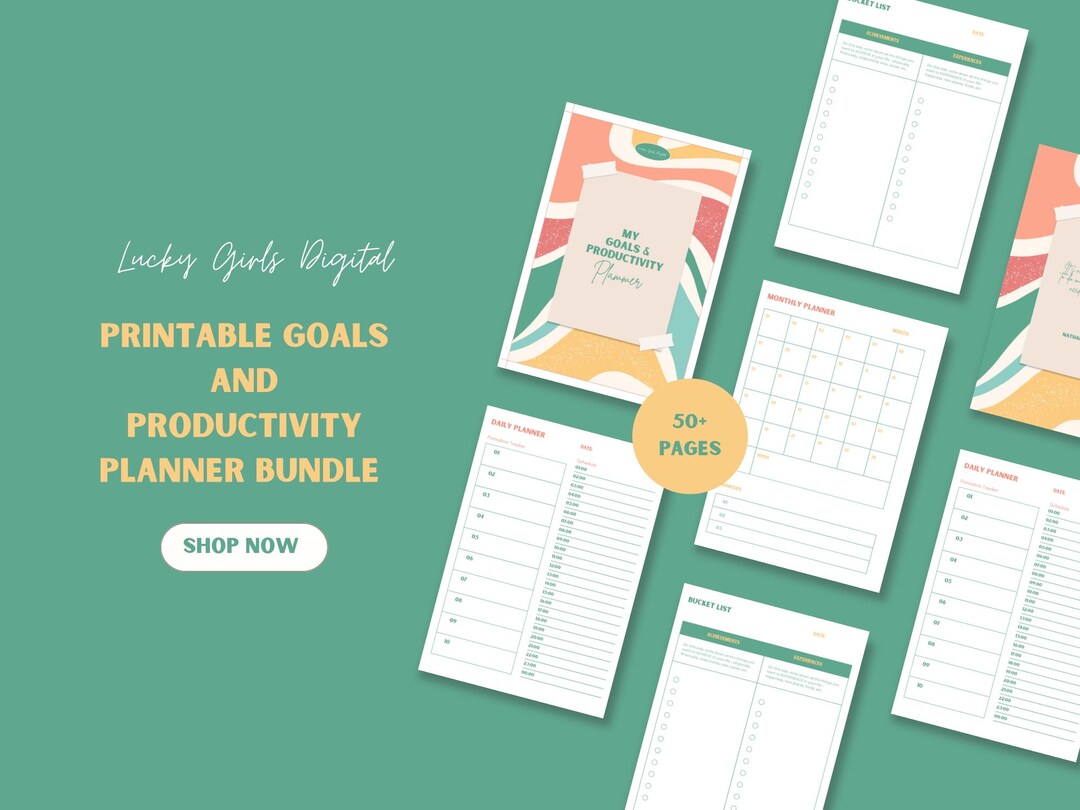 PRINTABLE GOALS PLANNER - Personal Planner Bundle: Daily Weekly Monthly ...