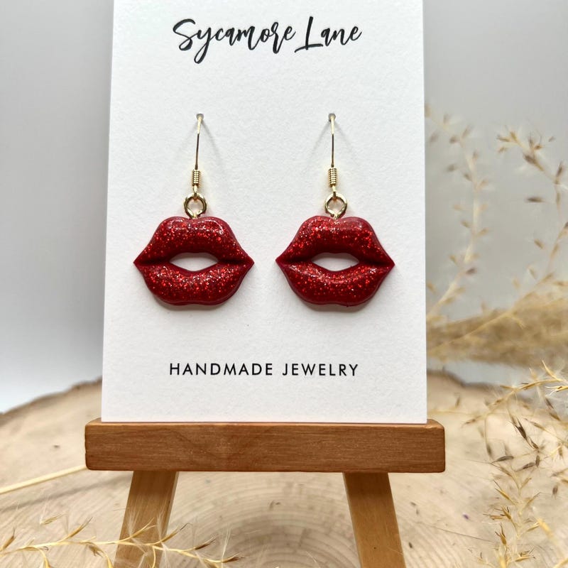 Red Lips Drop Earrings - Etsy