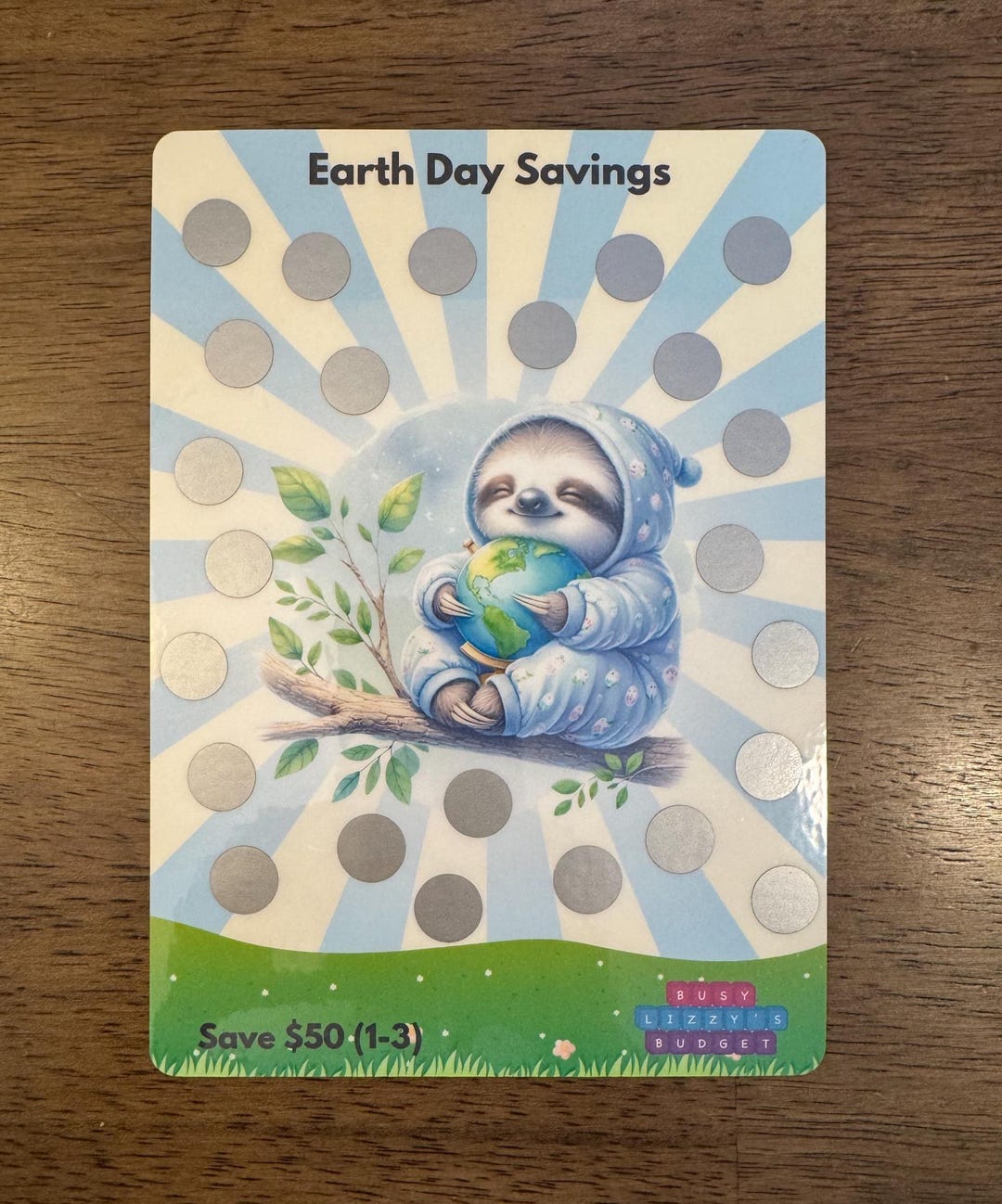 Earth Day Sloth Mini Scratch off Savings Challenge | Save 50 | Cute ...