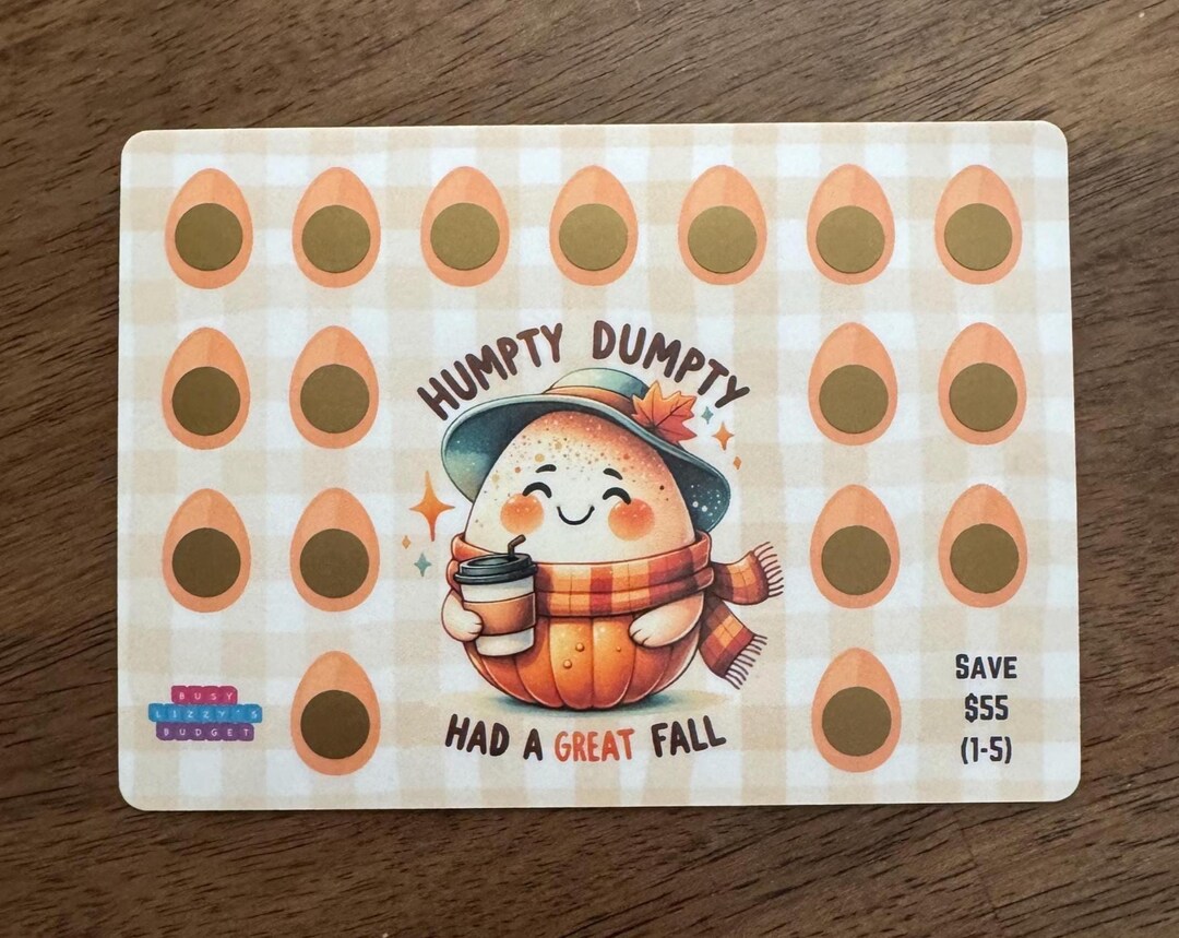 Fall Humpty Dumpty Mini Scratch off Savings Challenge | Save 55 | Fun ...