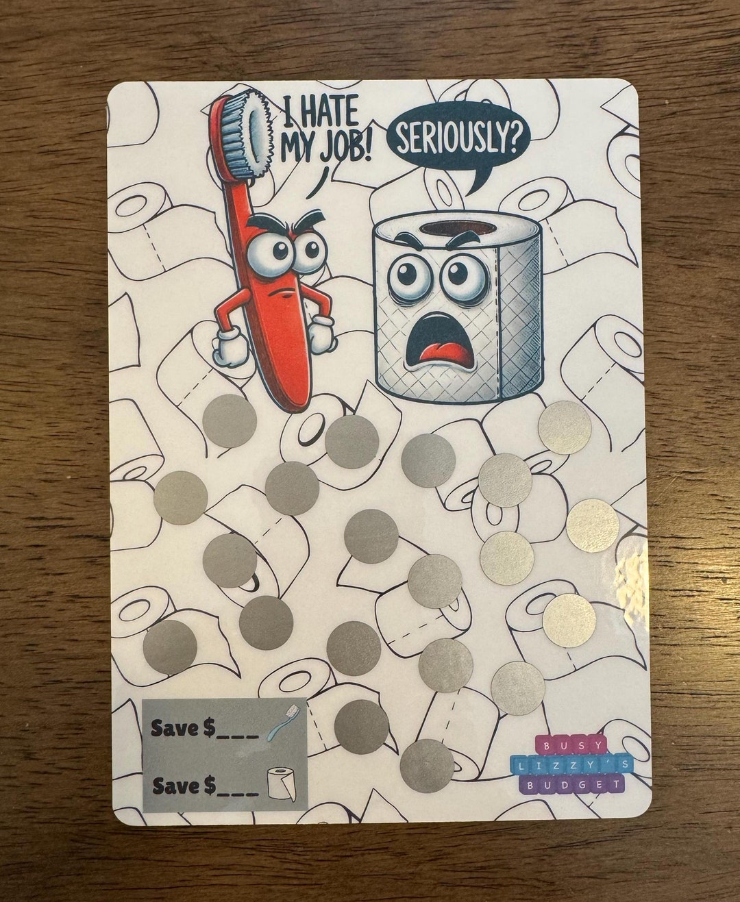 Toothbrush & Toilet Paper Job Hate Scratch off Mini Savings Challenge ...