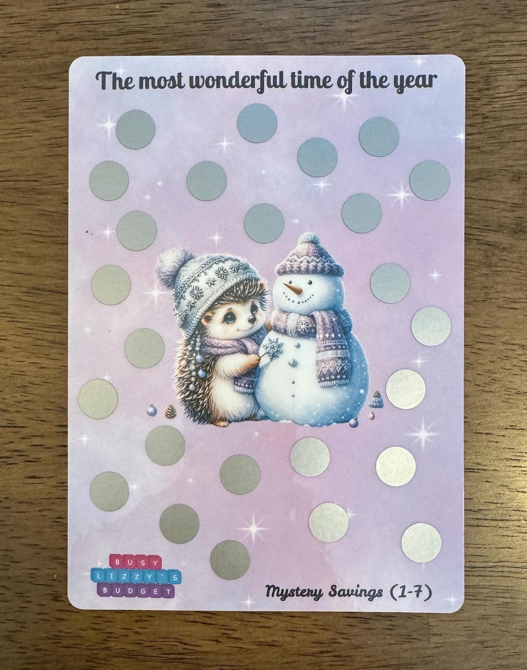 Winter Hedgehog Snowman Christmas Scratch off Mini Savings Challenge ...