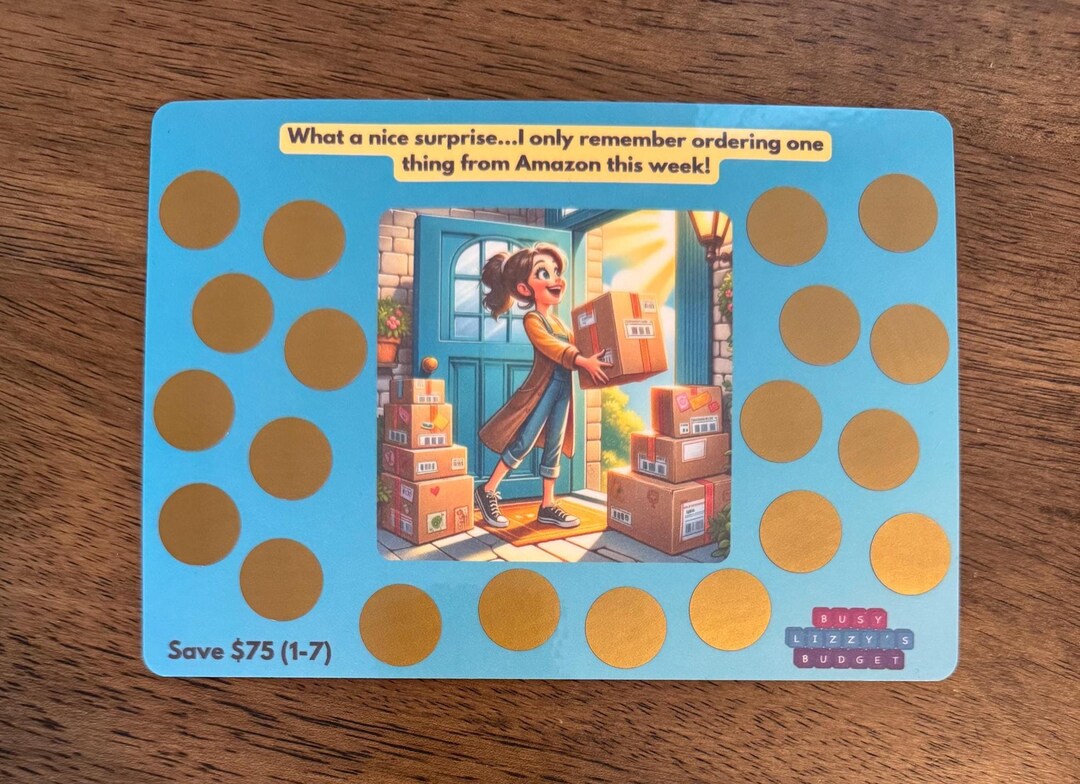 Amazon Box Girl Mini Scratch off Savings Challenge | Save 75 | Cute ...