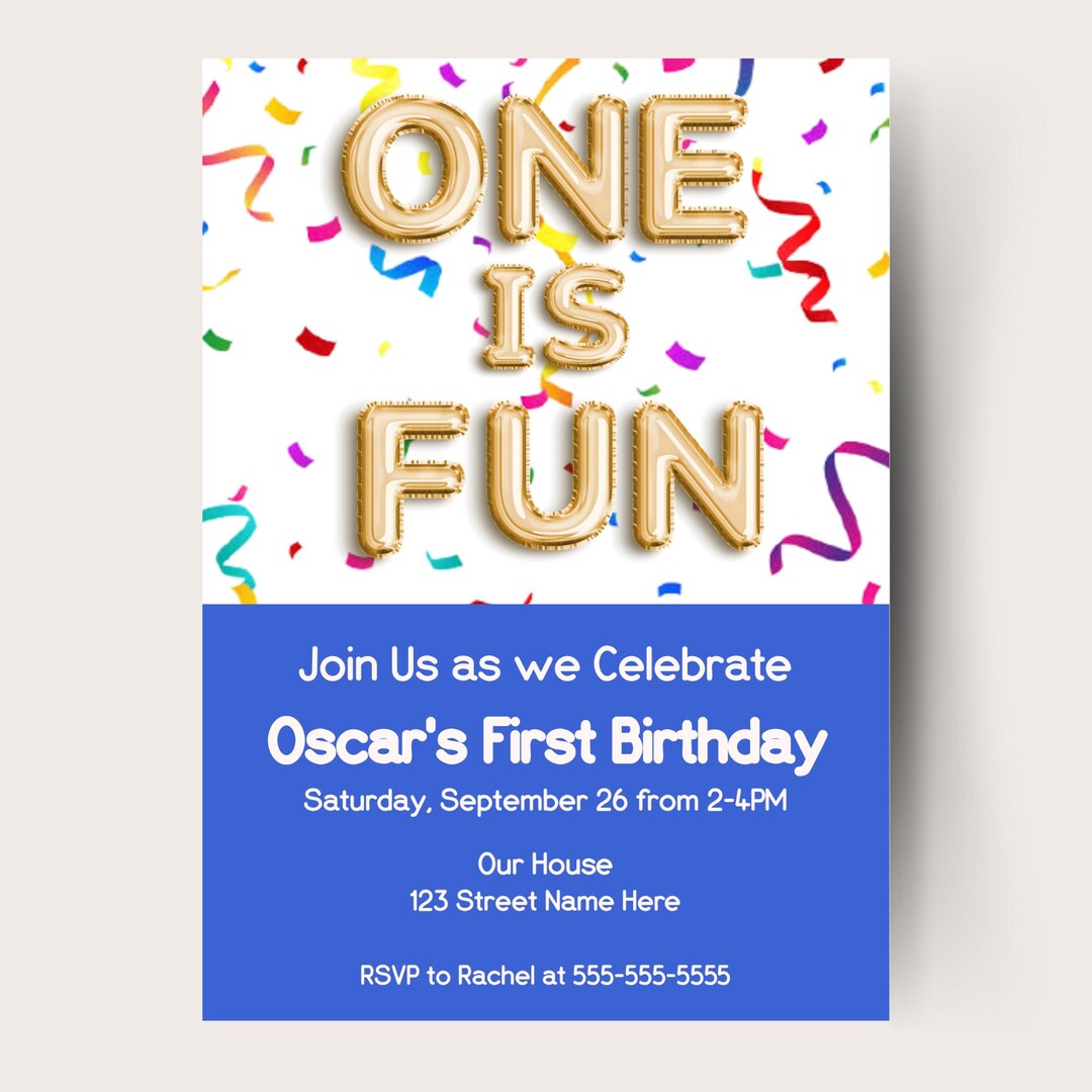 One is Fun - First Birthday Invitation - Etsy
