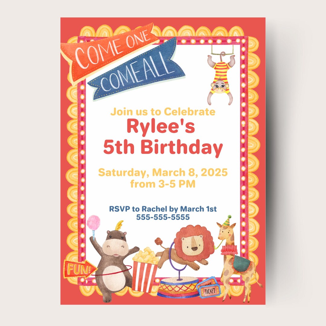Circus Birthday Party Invitation - Etsy