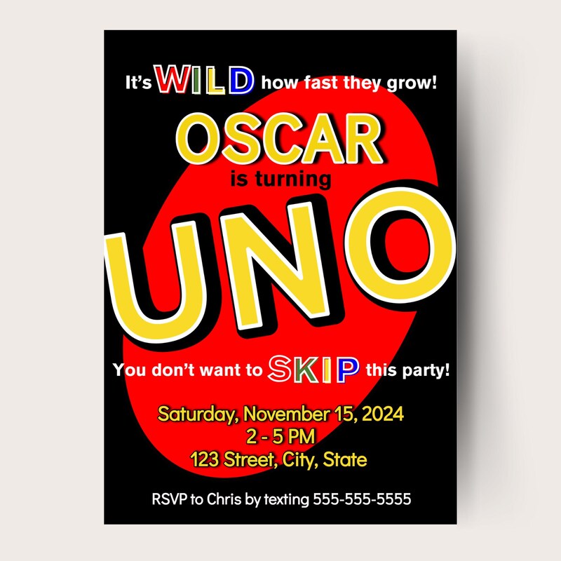 Uno Invitation - Etsy