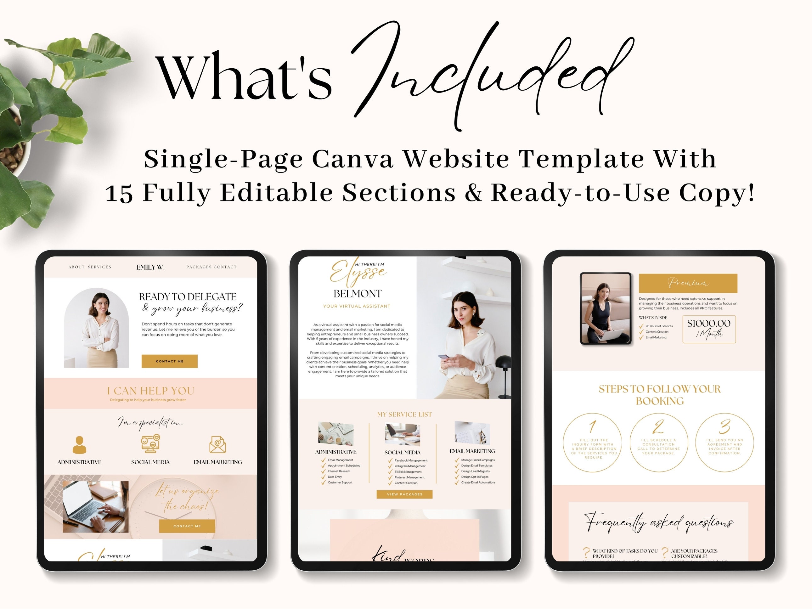 Canva Sales Page Template for Virtual Assistants, Peach, Canva Website ...