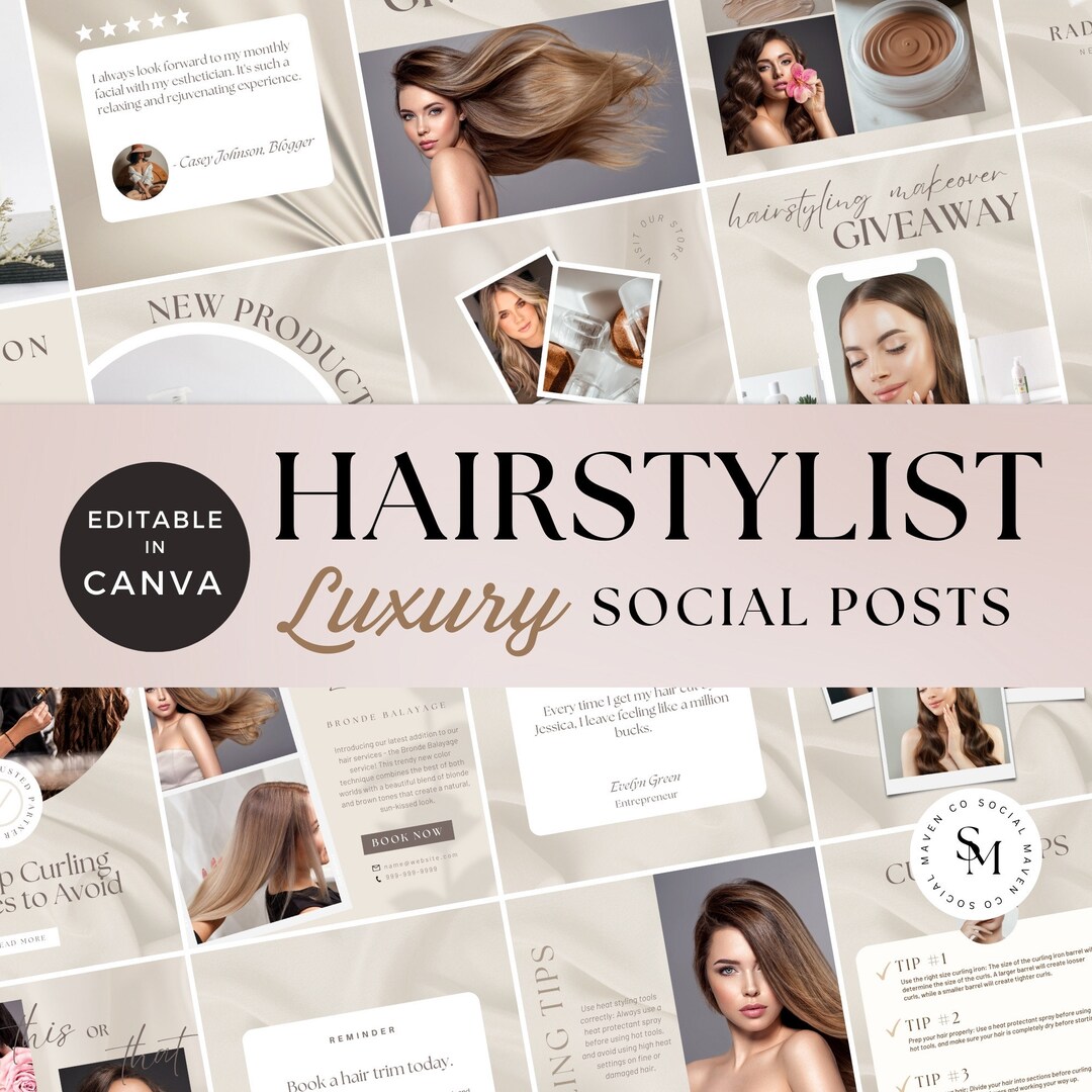 Hair Stylist Instagram Post Templates, Canva Hair Salon Template ...