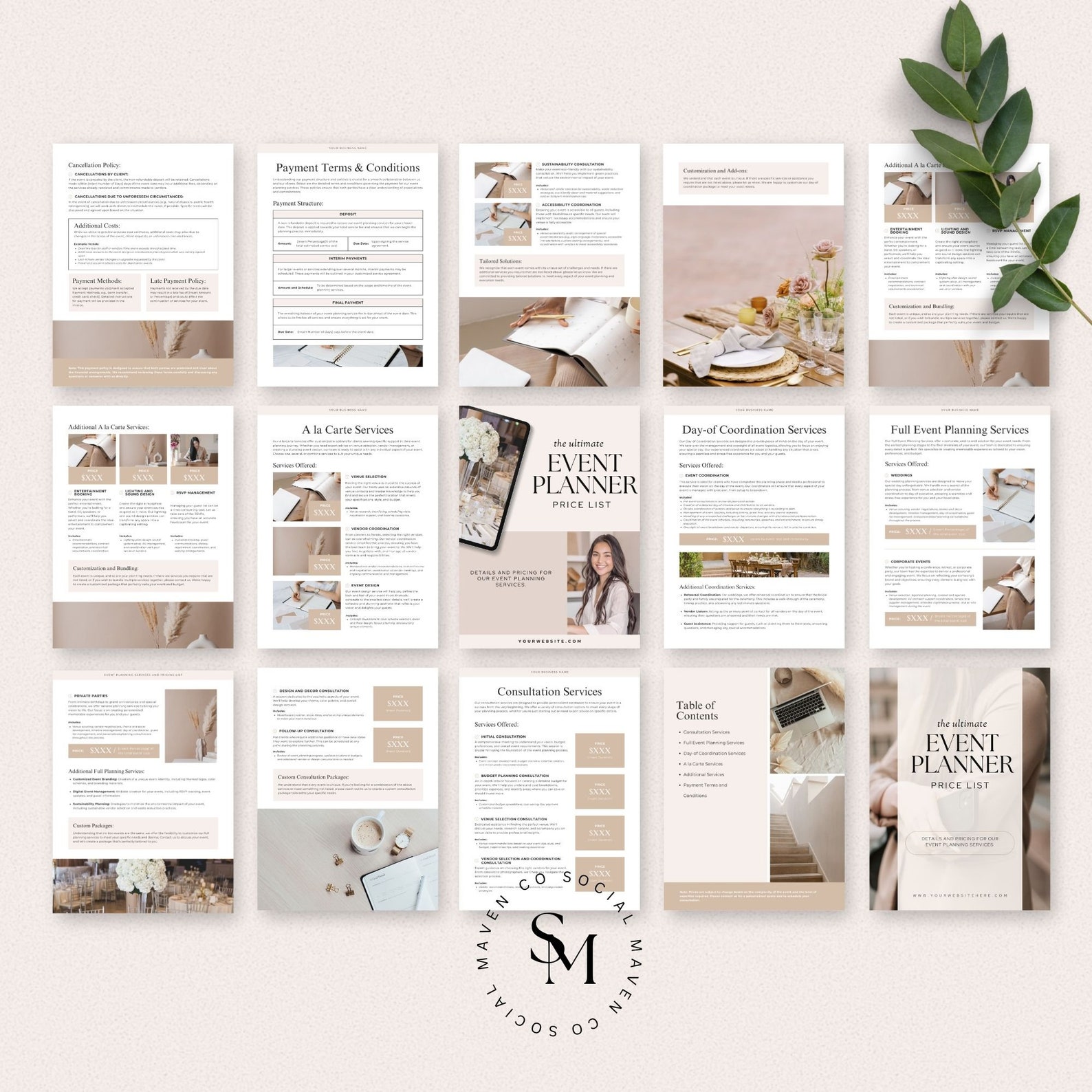 Event Planner Price List Template, Editable Canva, Editable Price Sheet ...