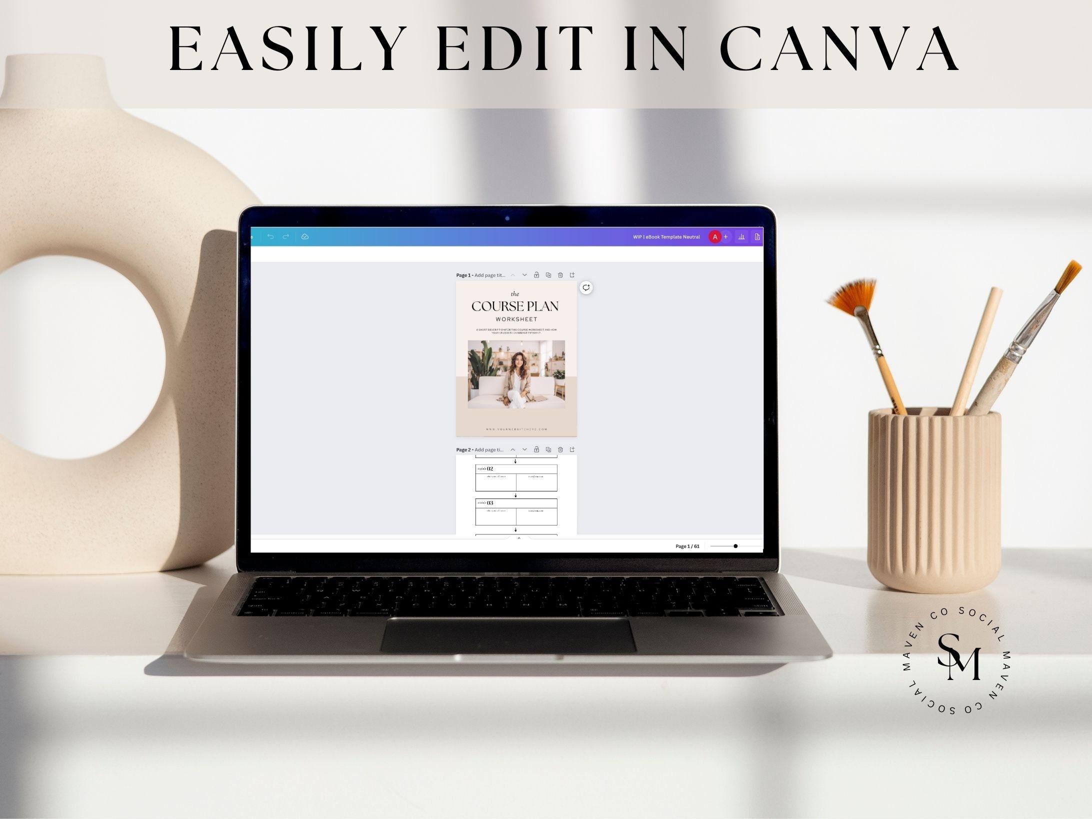 Course Plan Worksheet Template, Canva Course Creator Template, Course ...
