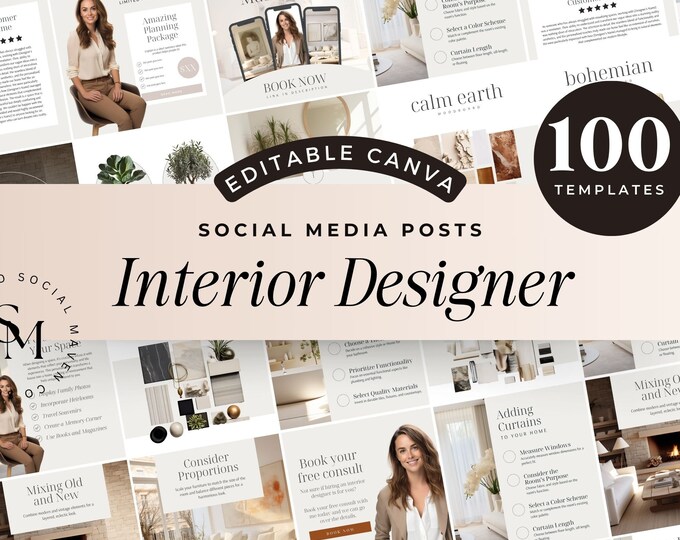 Interior Design Instagram Posts | Canva Template | Instant Download ...