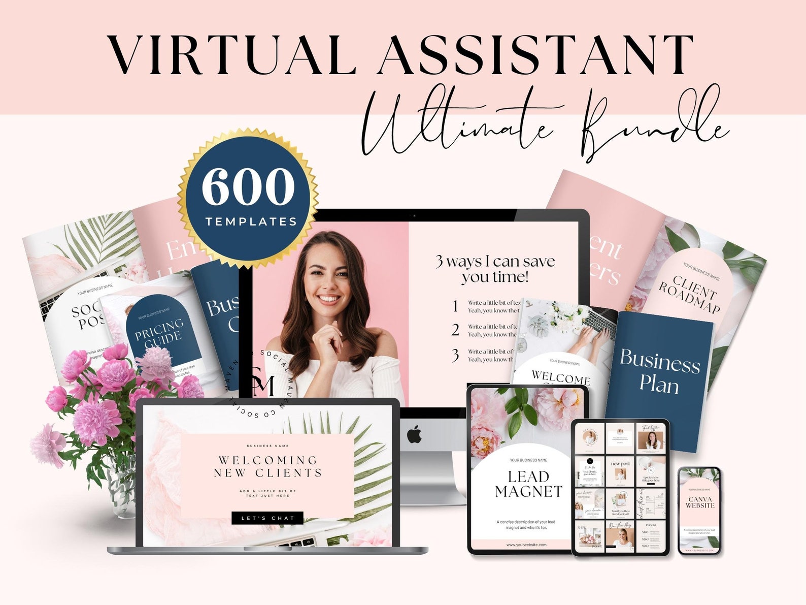 600+ Virtual Assistant Canva Template Bundle, Virtual Assistant ...