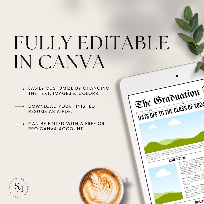 Canva Graduation Newspaper Template, Graduation Announcement, Editable ...