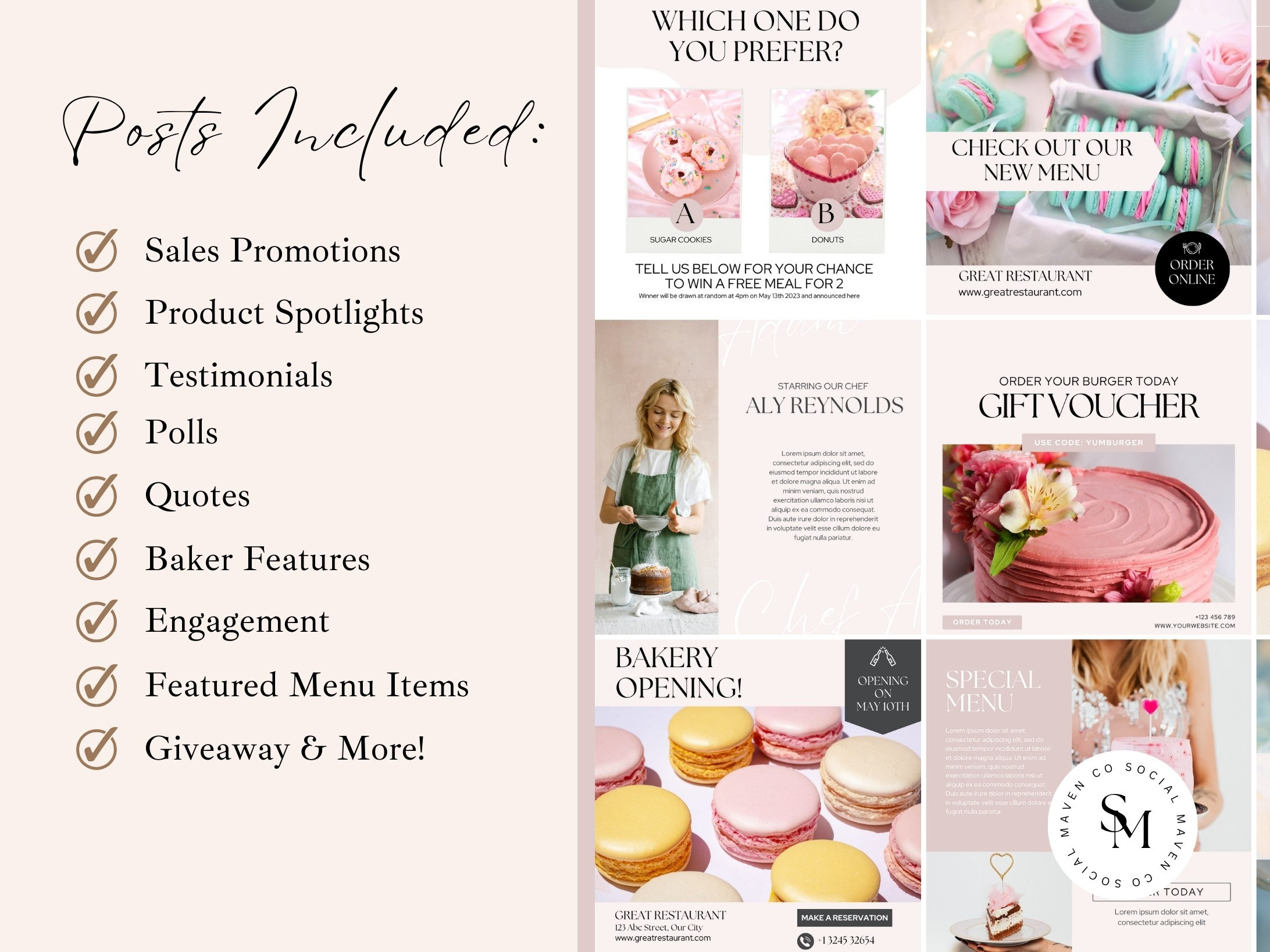 50 Bakery Instagram Post Templates, Bakery Canva Instagram Templates ...