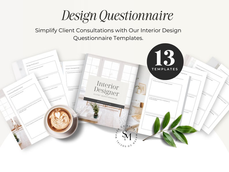 Interior Designer Template Bundle, Editable Canva, Interior Designer Client Questionnaire ...