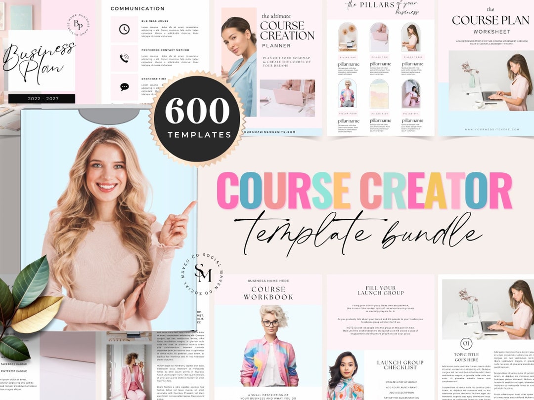 600+ Course Creator Template Bundle, Pastel, Editable in Canva, Course ...